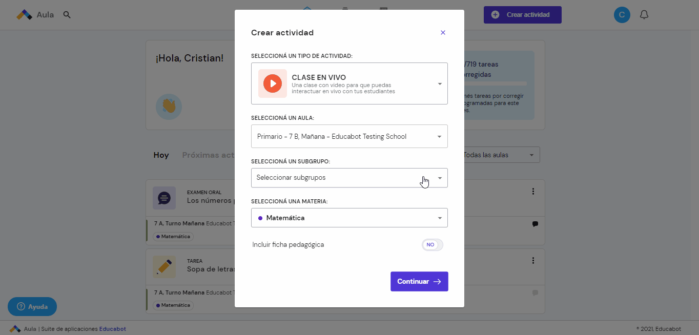 👩‍🏫 👨‍🏫 Crear una clase en vivo – Ayuda - EDUCABOT